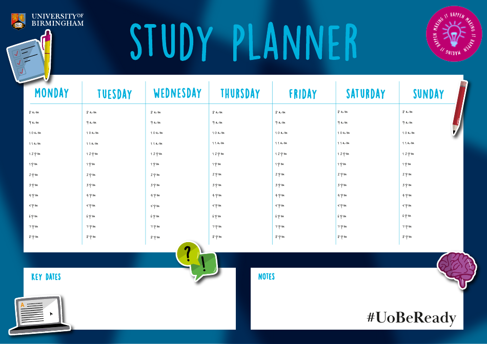 Study Planner Template Download Printable PDF | Templateroller