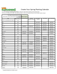 Spring Planting Calendar Download Fillable PDF | Templateroller