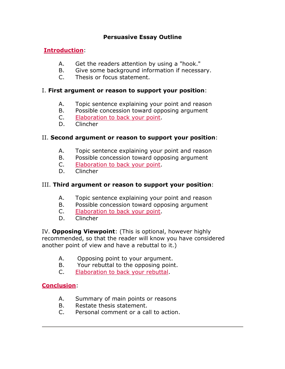 Persuasive Essay Outline Four Parts Download Printable PDF Persuasive Essay Outline Four Parts Download Printable PDF