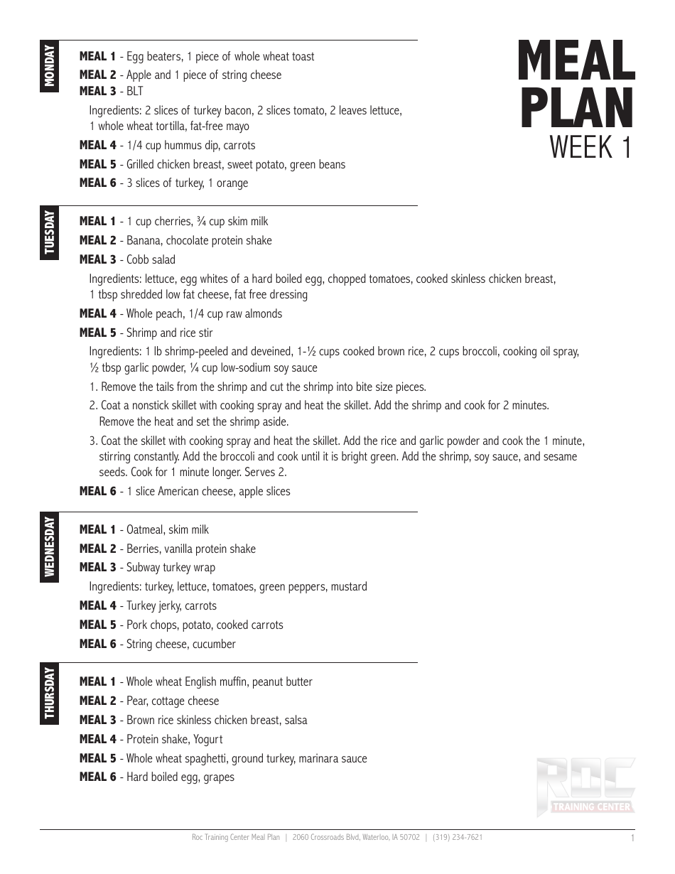 12 Week Meal Plan Download Printable PDF | Templateroller