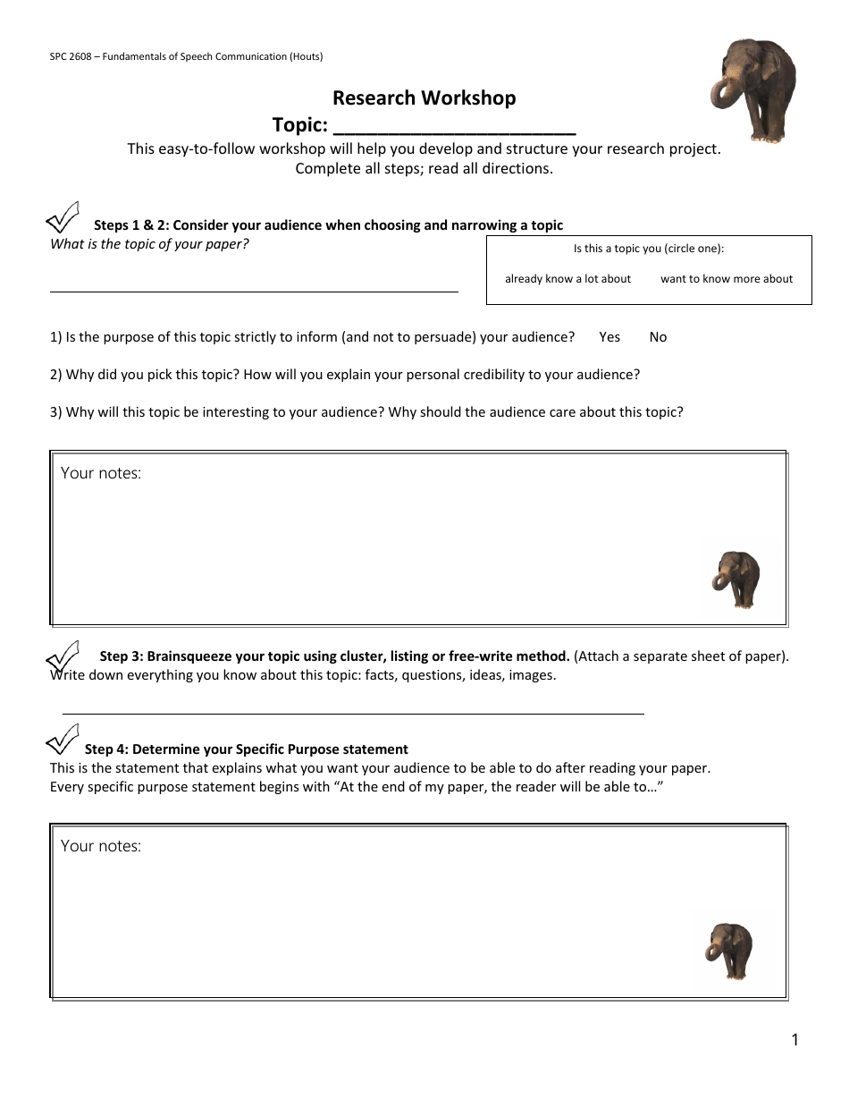Research Project Workshop Download Printable PDF | Templateroller