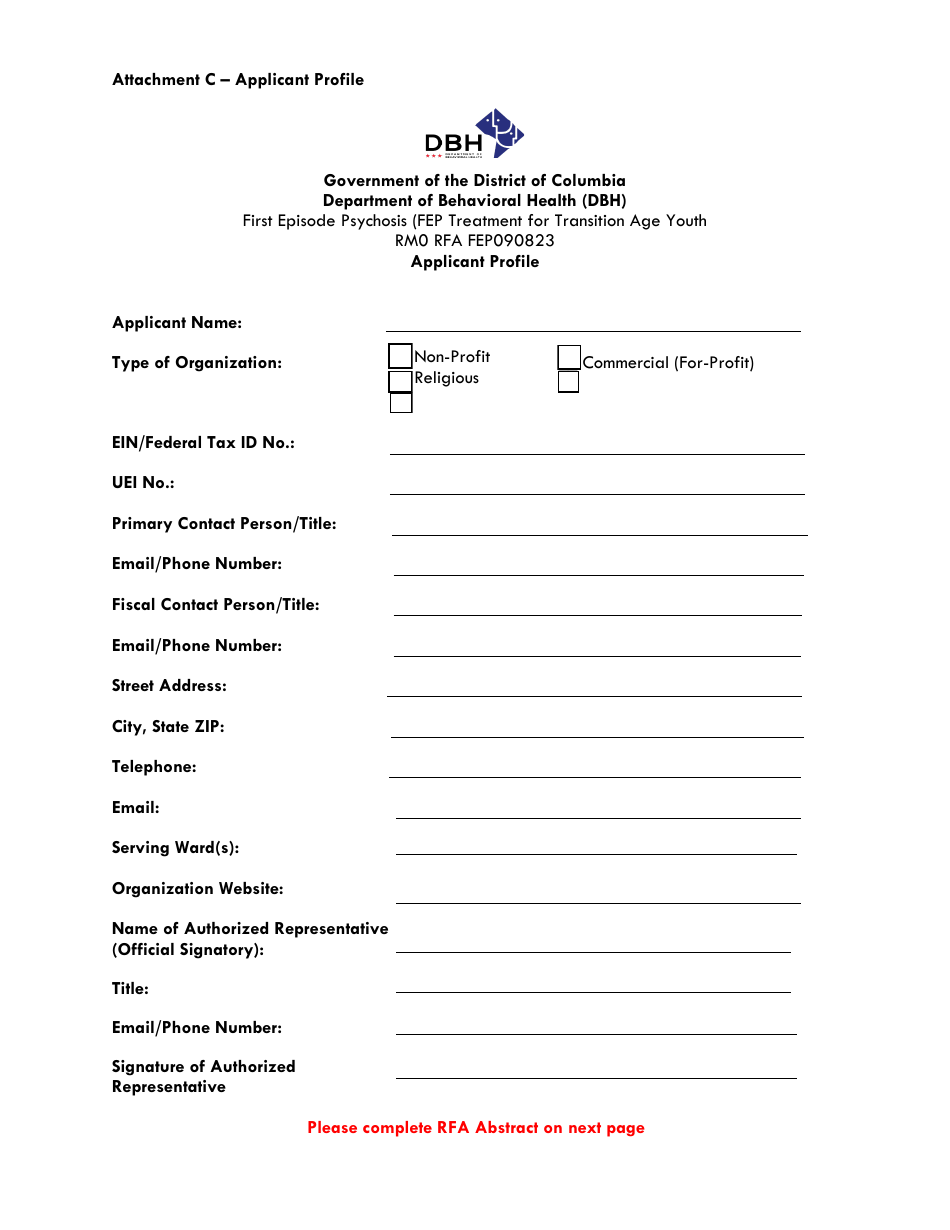 Washington, D.C. Applicant Profile - Fill Out, Sign Online and Download PDF | Templateroller