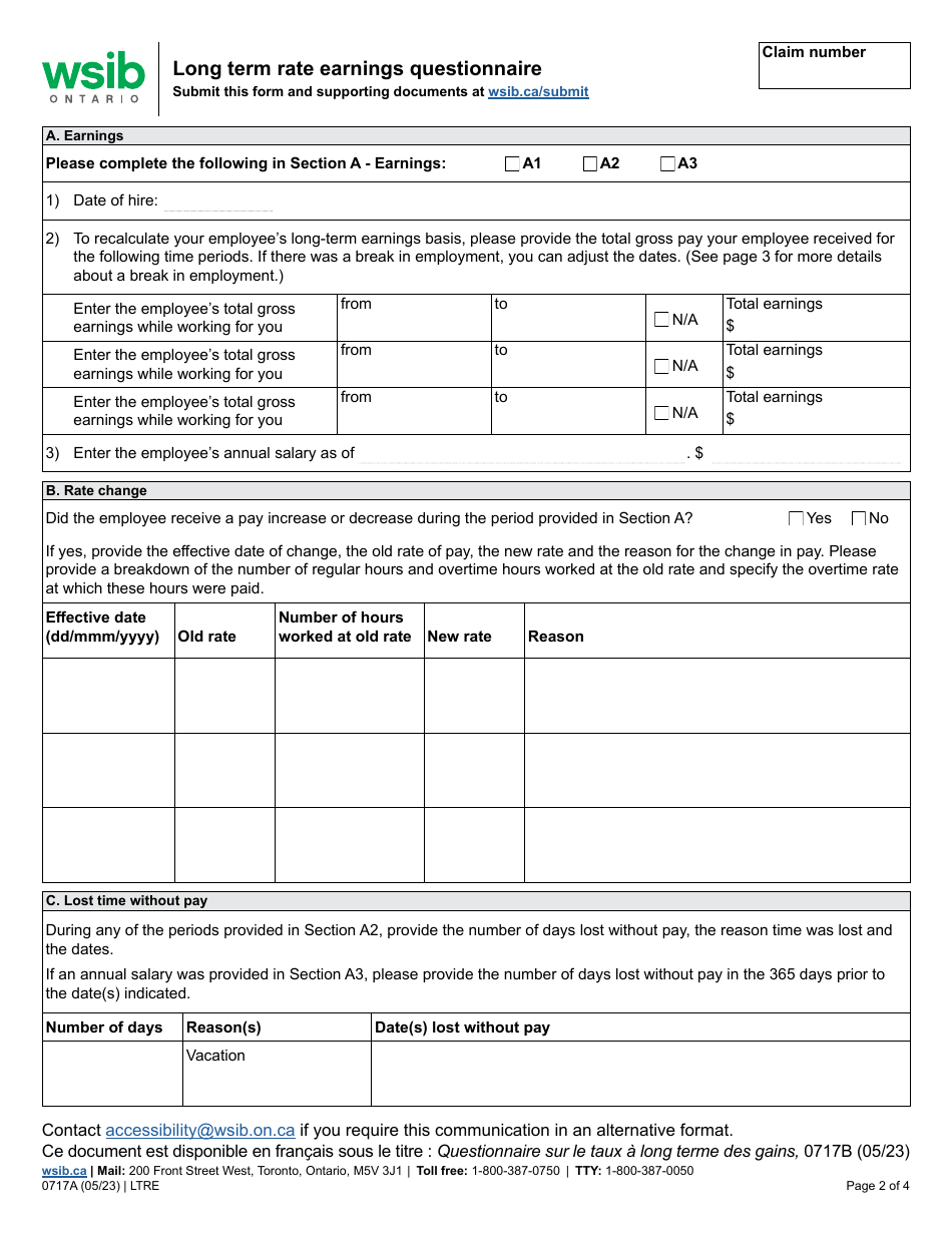 Form 0717A - Fill Out, Sign Online and Download Fillable PDF, Ontario ...