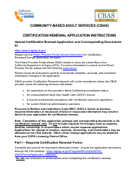 California Community-Based Adult Services (Cbas) Certification Renewal ...
