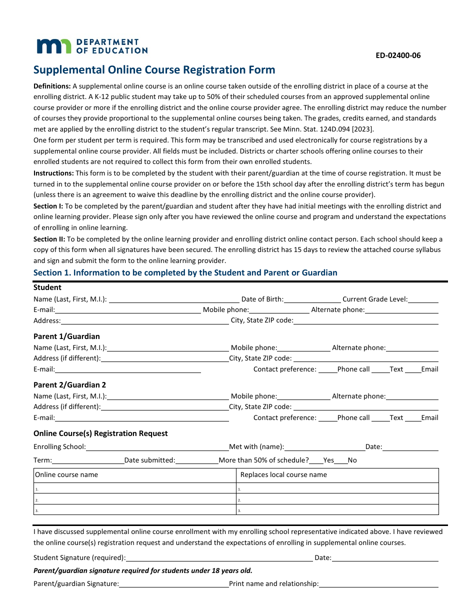 Form ED-02400-06 - Fill Out, Sign Online and Download Fillable PDF ...