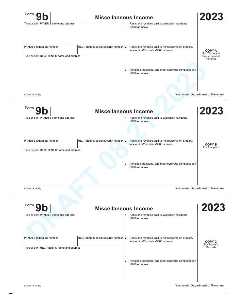 Form 9B (IC-092) Download Printable PDF or Fill Online Miscellaneous ...