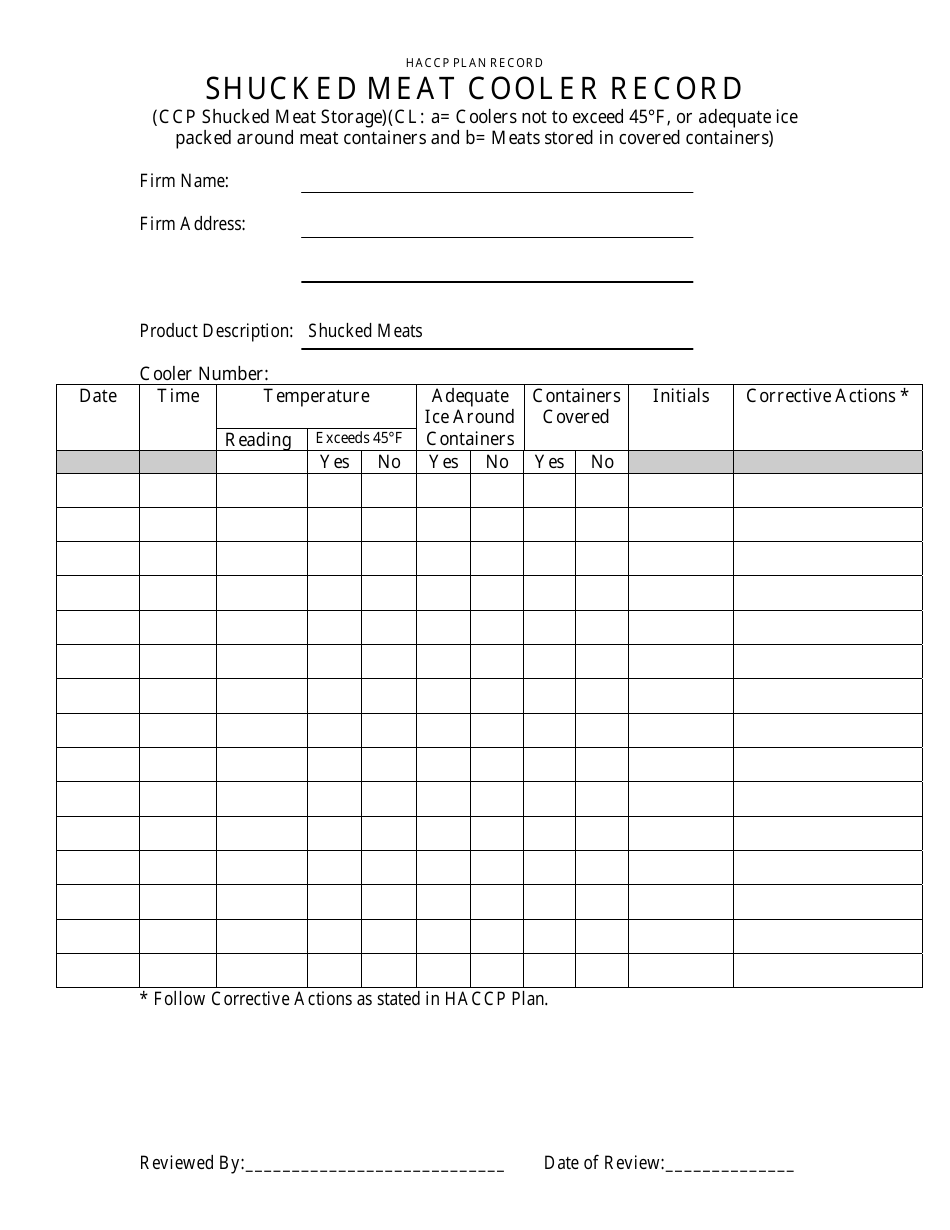 Mississippi Shucked Meat Cooler Record - Fill Out, Sign Online and ...