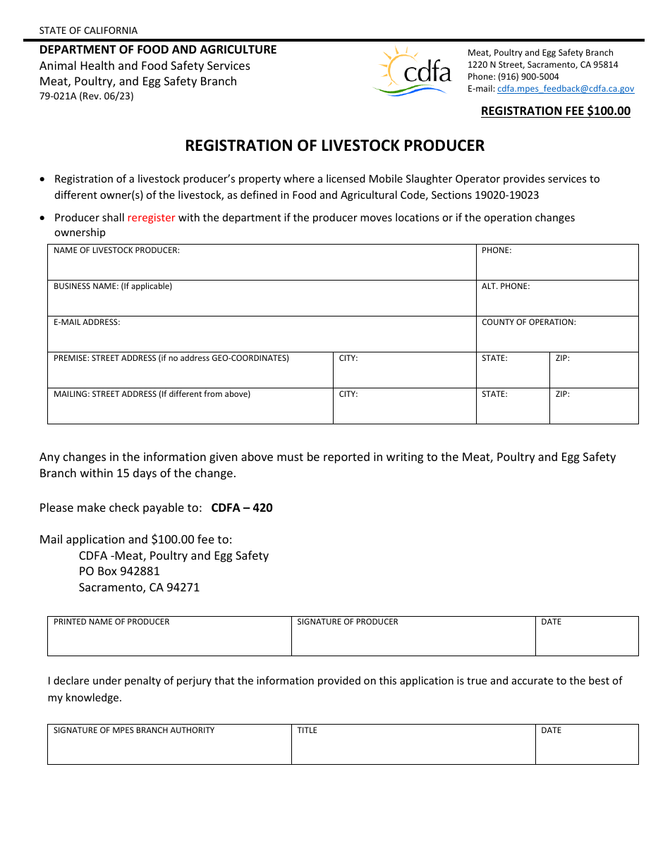Form 79-021A Download Fillable PDF or Fill Online Registration of ...