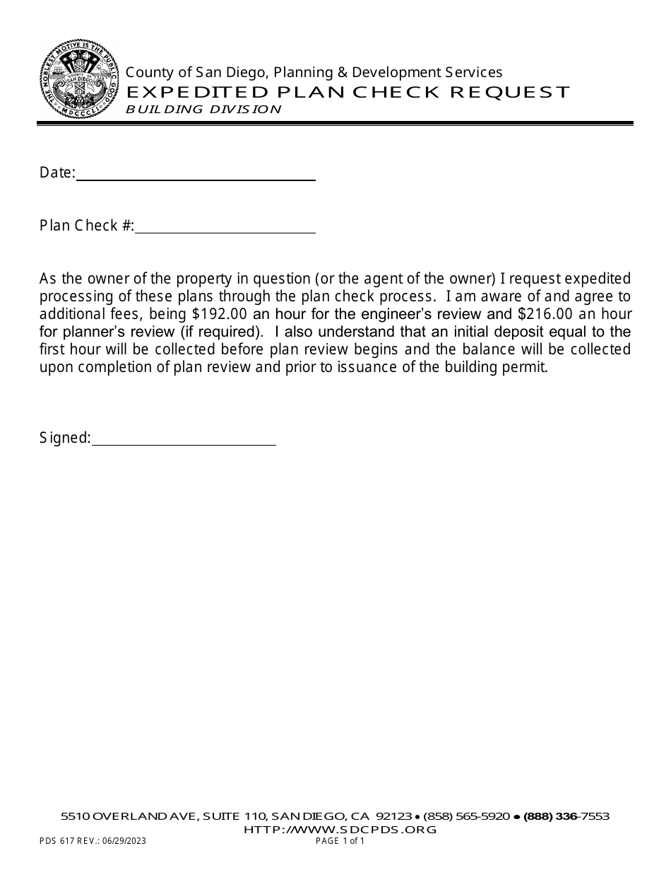 Form PDS617 - Fill Out, Sign Online and Download Printable PDF, County ...