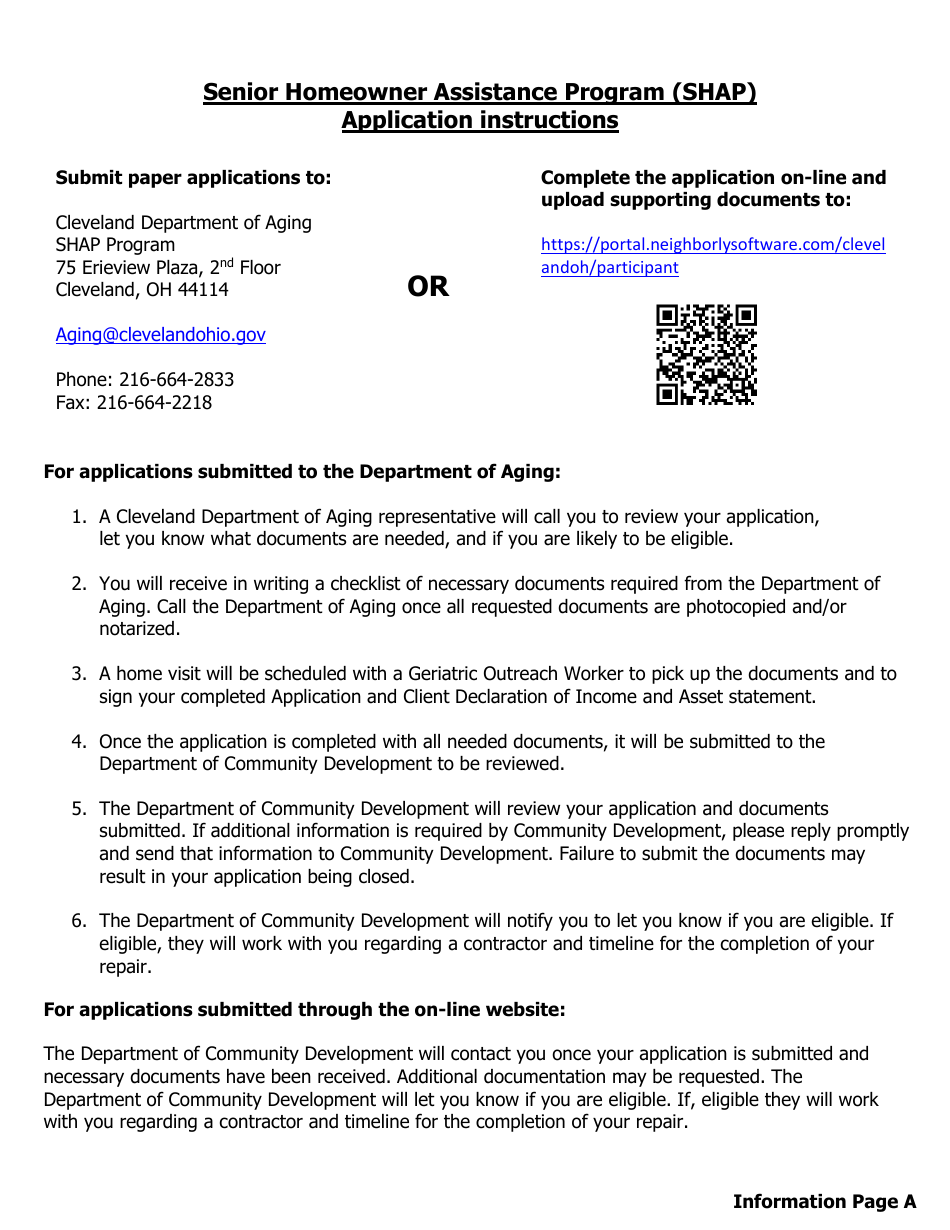 City of Cleveland, Ohio Senior Homeowner Assistance Program (Shap ...