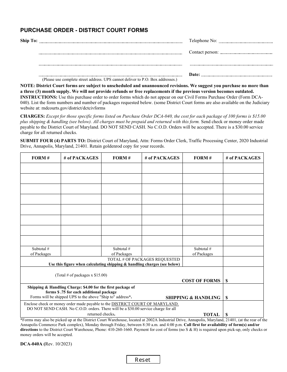Form DCA-040A - Fill Out, Sign Online and Download Fillable PDF ...