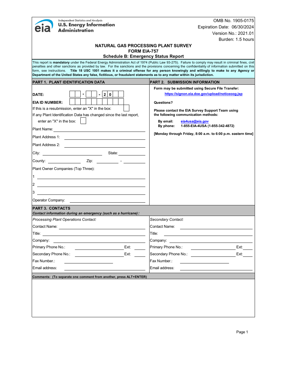 Form EIA-757 Schedule B - Fill Out, Sign Online and Download Printable ...