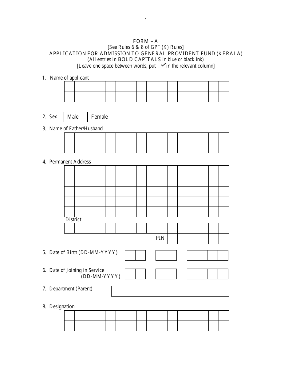 Form A - Fill Out, Sign Online and Download Printable PDF, Kerala India ...