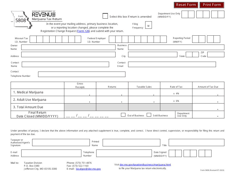 Form 5808 - Fill Out, Sign Online and Download Fillable PDF, Missouri ...