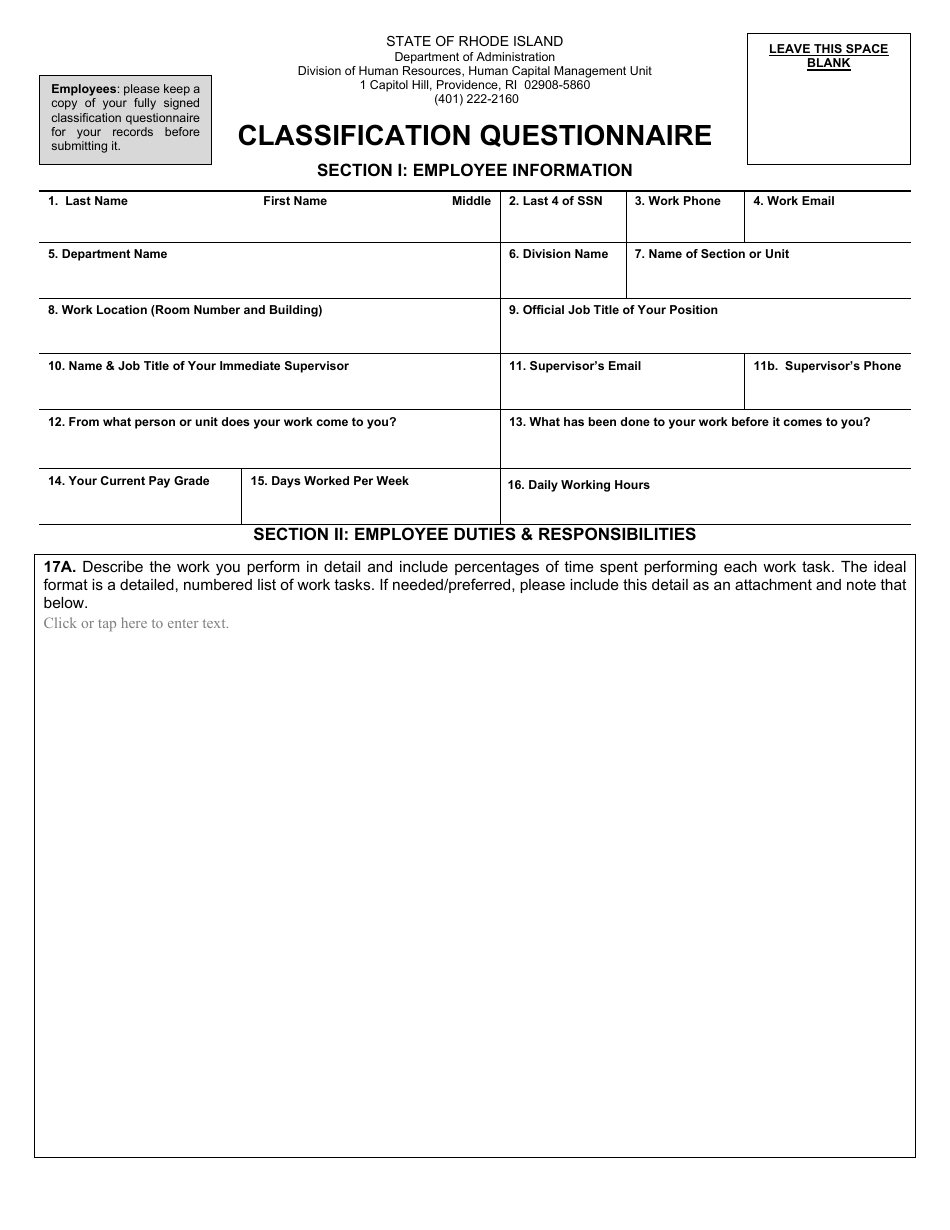 Rhode Island Classification Questionnaire - Fill Out, Sign Online and ...
