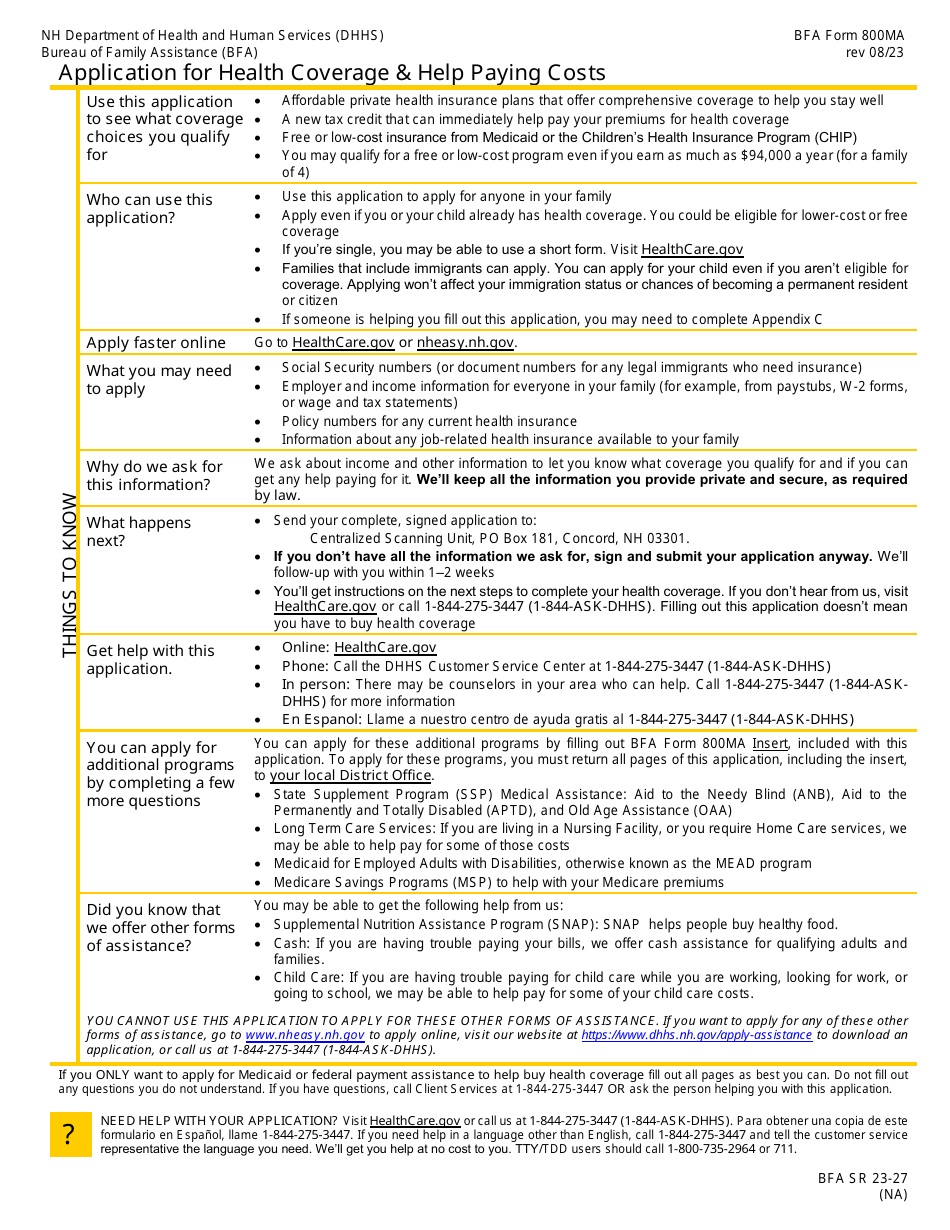 BFA Form 800MA Download Printable PDF or Fill Online Application for ...