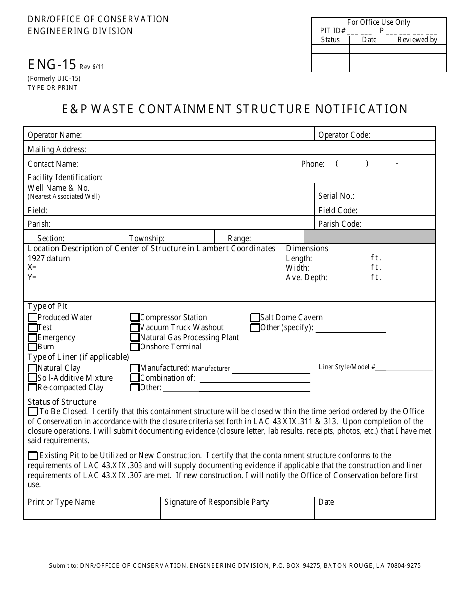 Form ENG-15 - Fill Out, Sign Online and Download Fillable PDF ...