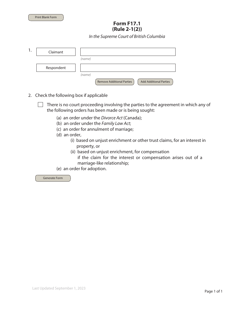 Form F17.1 Download Fillable PDF or Fill Online Requisition Short Notice - Supreme, British ...