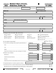 Form 568 Schedule K-1 - 2022 - Fill Out, Sign Online and Download Fillable PDF, California ...