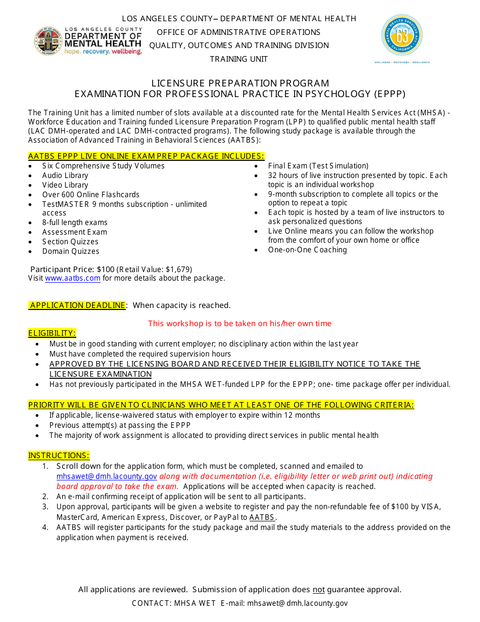 County of Los Angeles, California Examination for Professional Practice ...