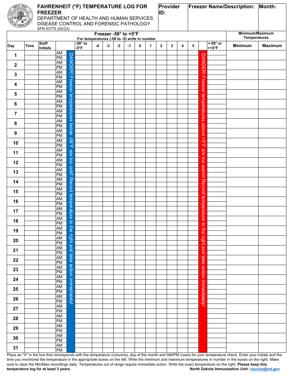 Form SFN53775 Download Printable PDF or Fill Online Fahrenheit (F ...