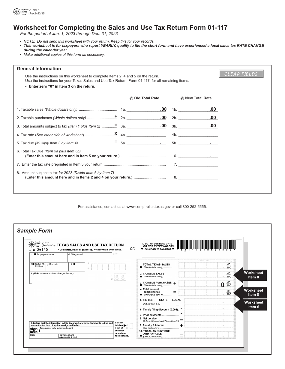 Form 01-797 Download Fillable PDF or Fill Online Worksheet for ...