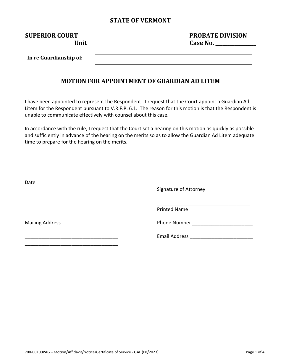 Form 700-00100PAG - Fill Out, Sign Online and Download Fillable PDF, Vermont | Templateroller