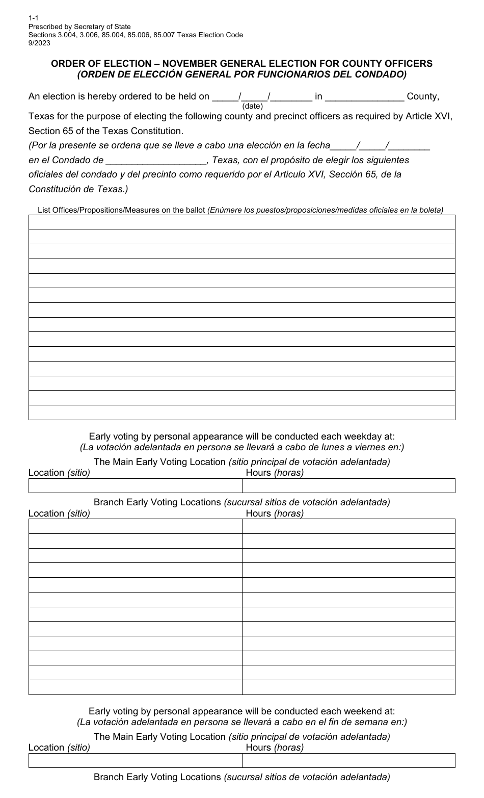 Form 1-1 - Fill Out, Sign Online and Download Fillable PDF, Texas ...