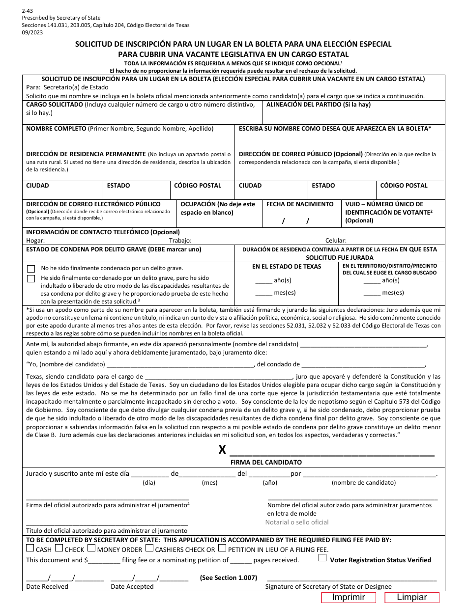 Formulario 2-43 - Fill Out, Sign Online and Download Fillable PDF ...
