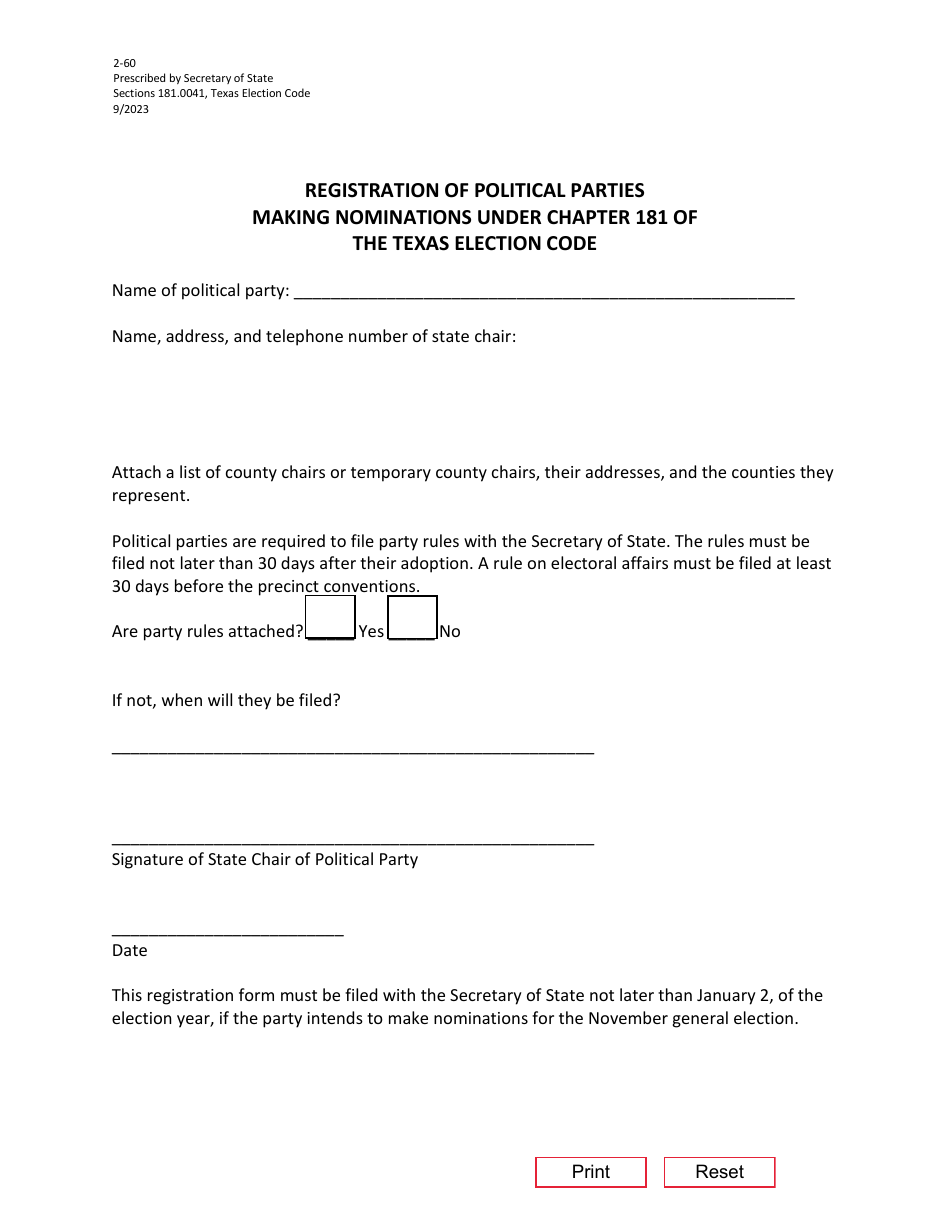 Form 2-60 - Fill Out, Sign Online and Download Fillable PDF, Texas ...