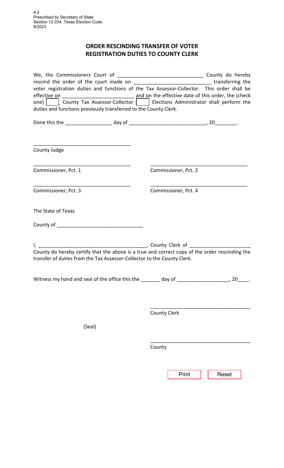 Form 4-2 - Fill Out, Sign Online and Download Fillable PDF, Texas ...