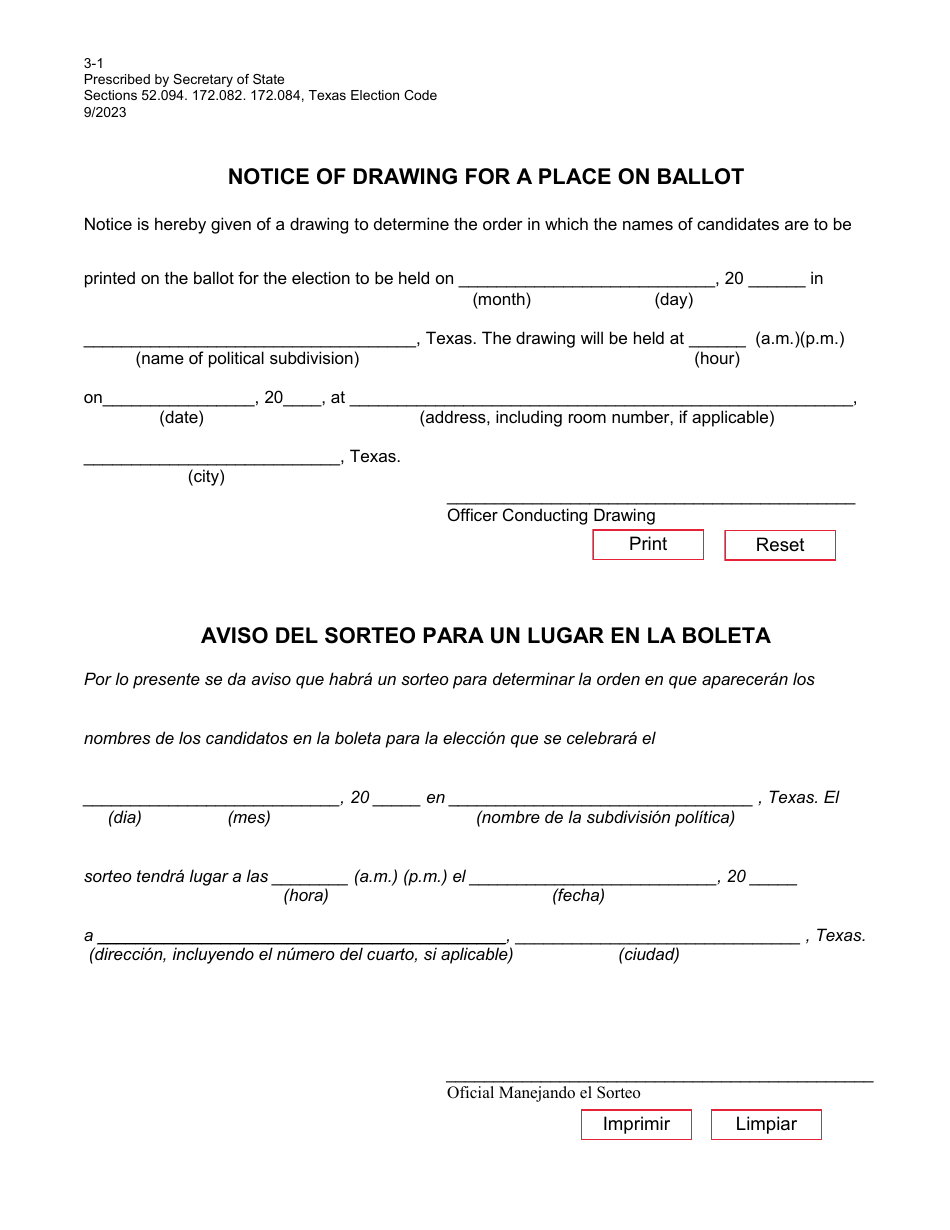 Form 3-1 - Fill Out, Sign Online and Download Fillable PDF, Texas ...