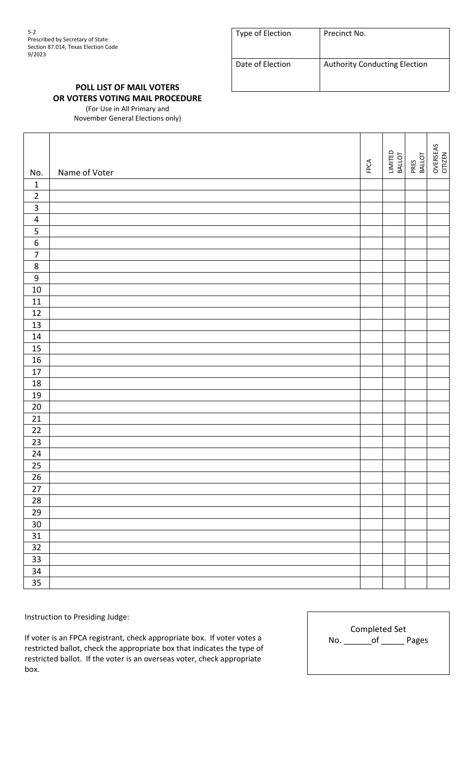 Form 5-2 - Fill Out, Sign Online and Download Printable PDF, Texas ...