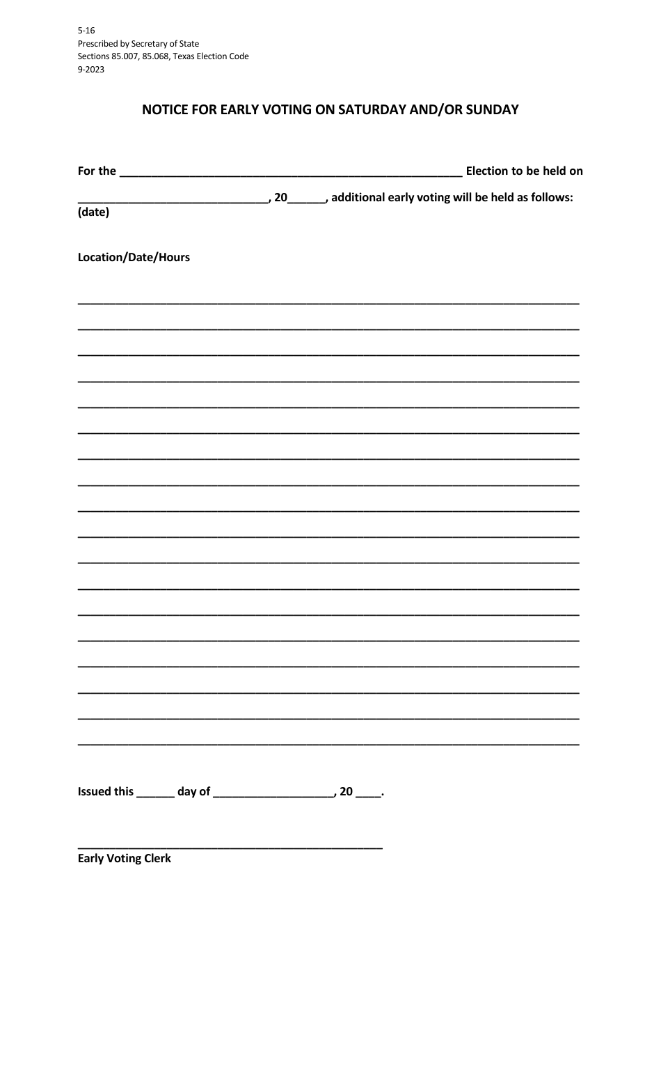 Form 5-16 - Fill Out, Sign Online and Download Printable PDF, Texas ...