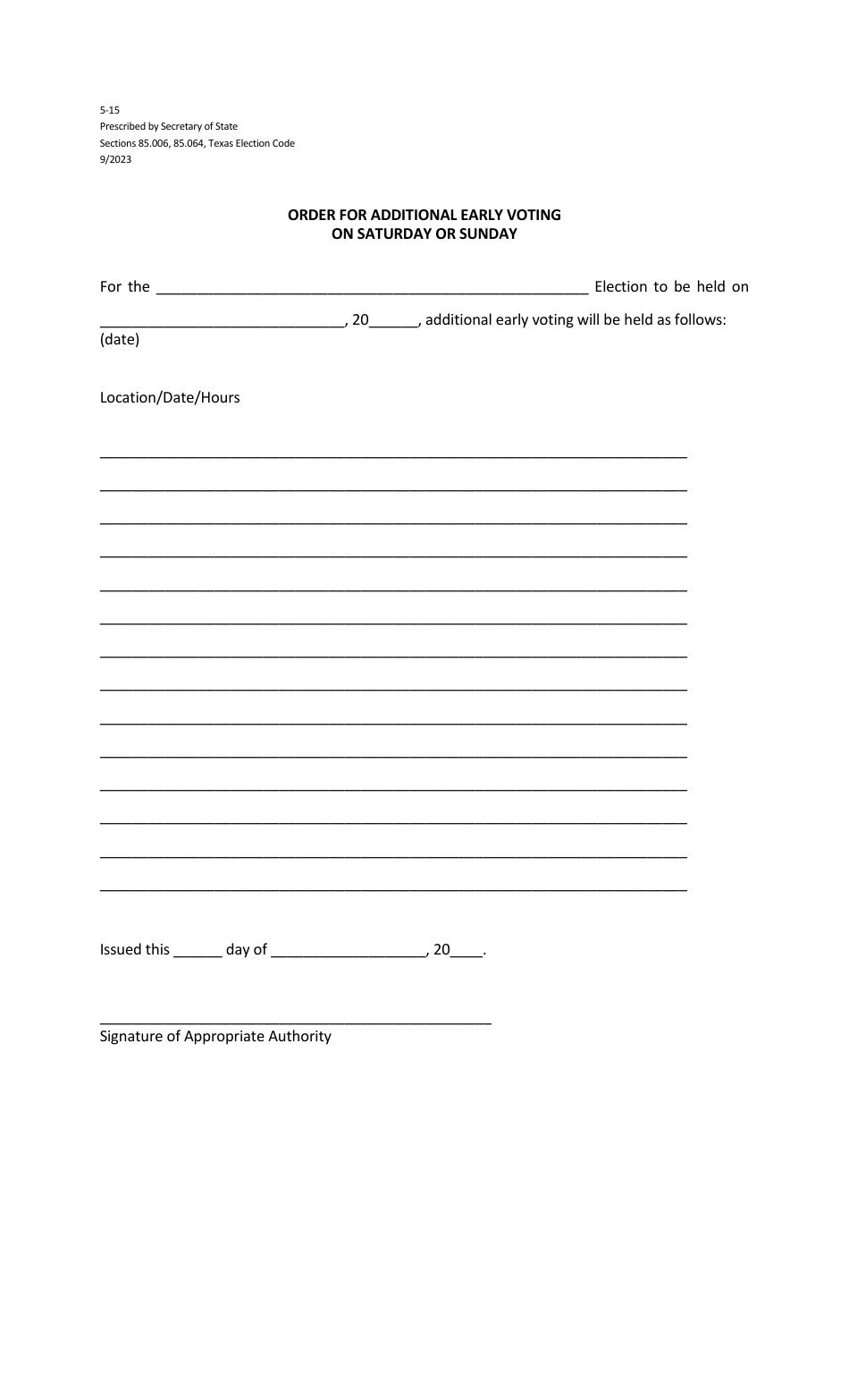 Form 5-15 - Fill Out, Sign Online and Download Printable PDF, Texas ...
