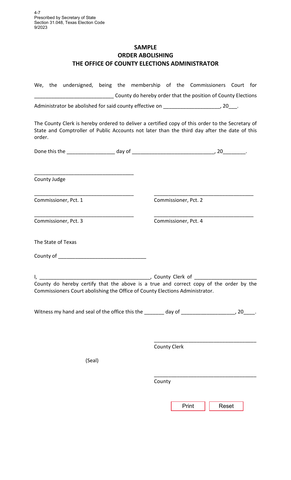 Form 4-7 - Fill Out, Sign Online and Download Fillable PDF, Texas ...