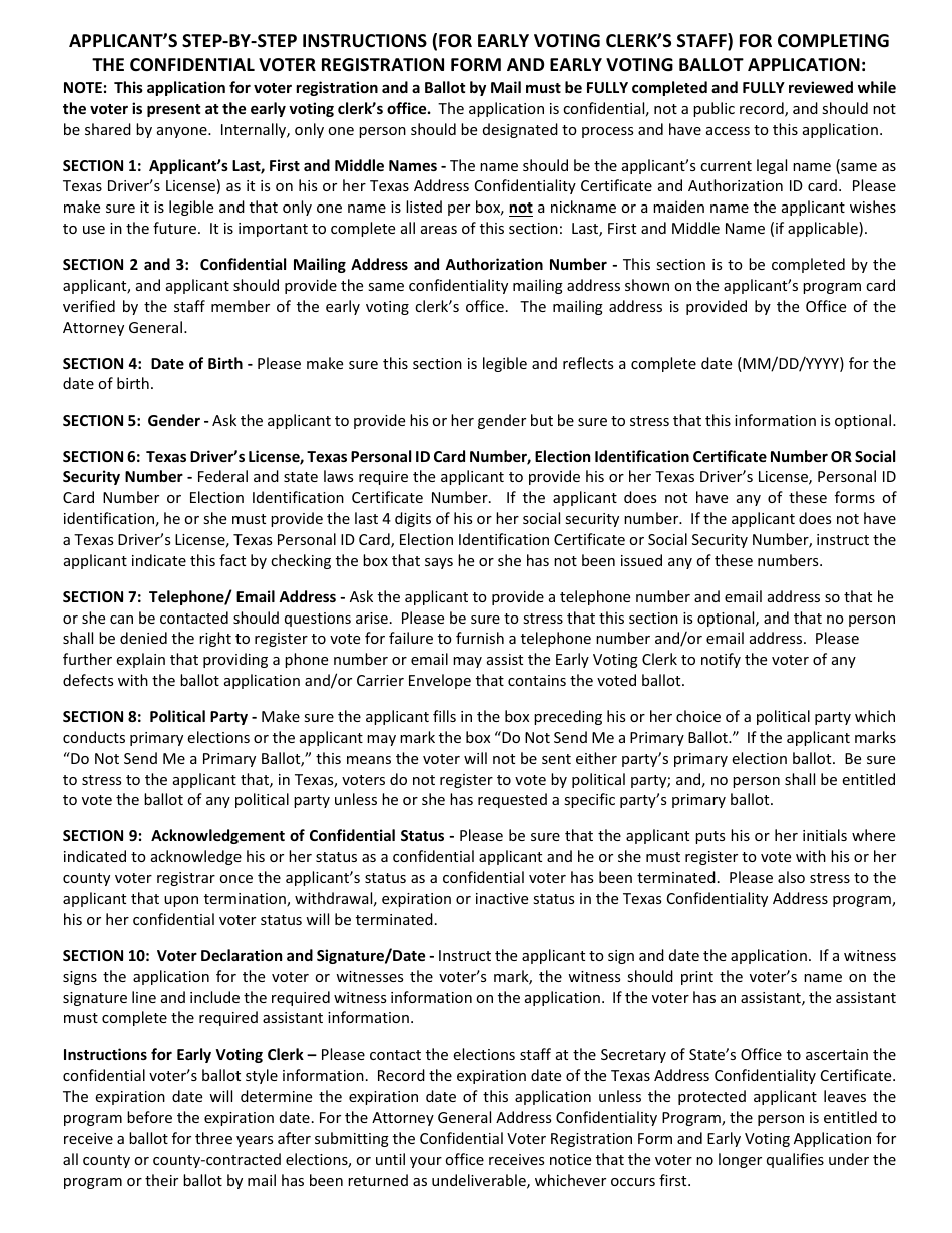 Download Instructions for Form 6-54 Confidential Voter Registration ...