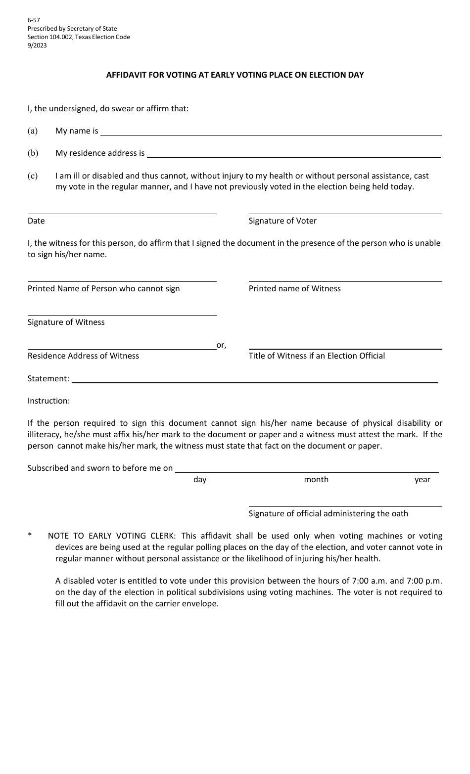 Form 6-57 - Fill Out, Sign Online and Download Printable PDF, Texas ...