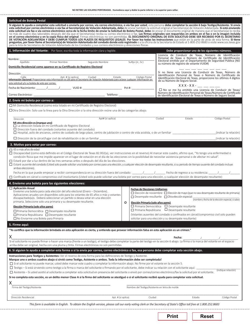 Formulario 6-1 - Fill Out, Sign Online and Download Fillable PDF, Texas (Spanish) | Templateroller