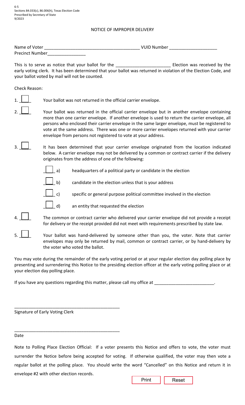 Form 6-5 - Fill Out, Sign Online and Download Fillable PDF, Texas ...