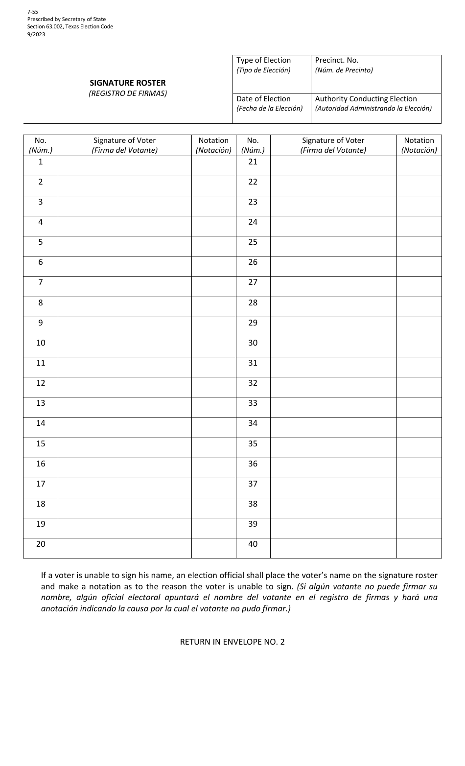 Form 7-55 - Fill Out, Sign Online and Download Printable PDF, Texas ...