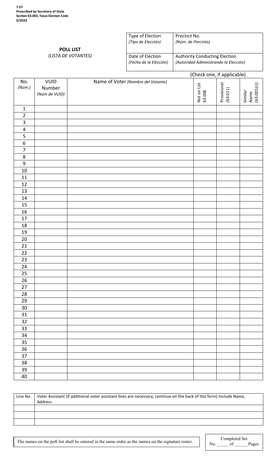 Form 7-57 - Fill Out, Sign Online and Download Printable PDF, Texas ...