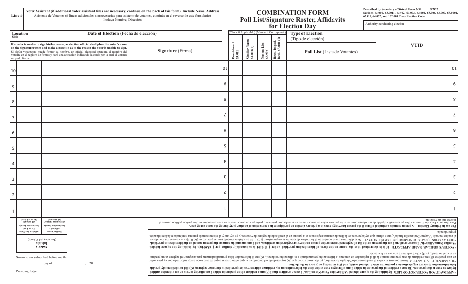 Form 7-59 - Fill Out, Sign Online and Download Printable PDF, Texas ...