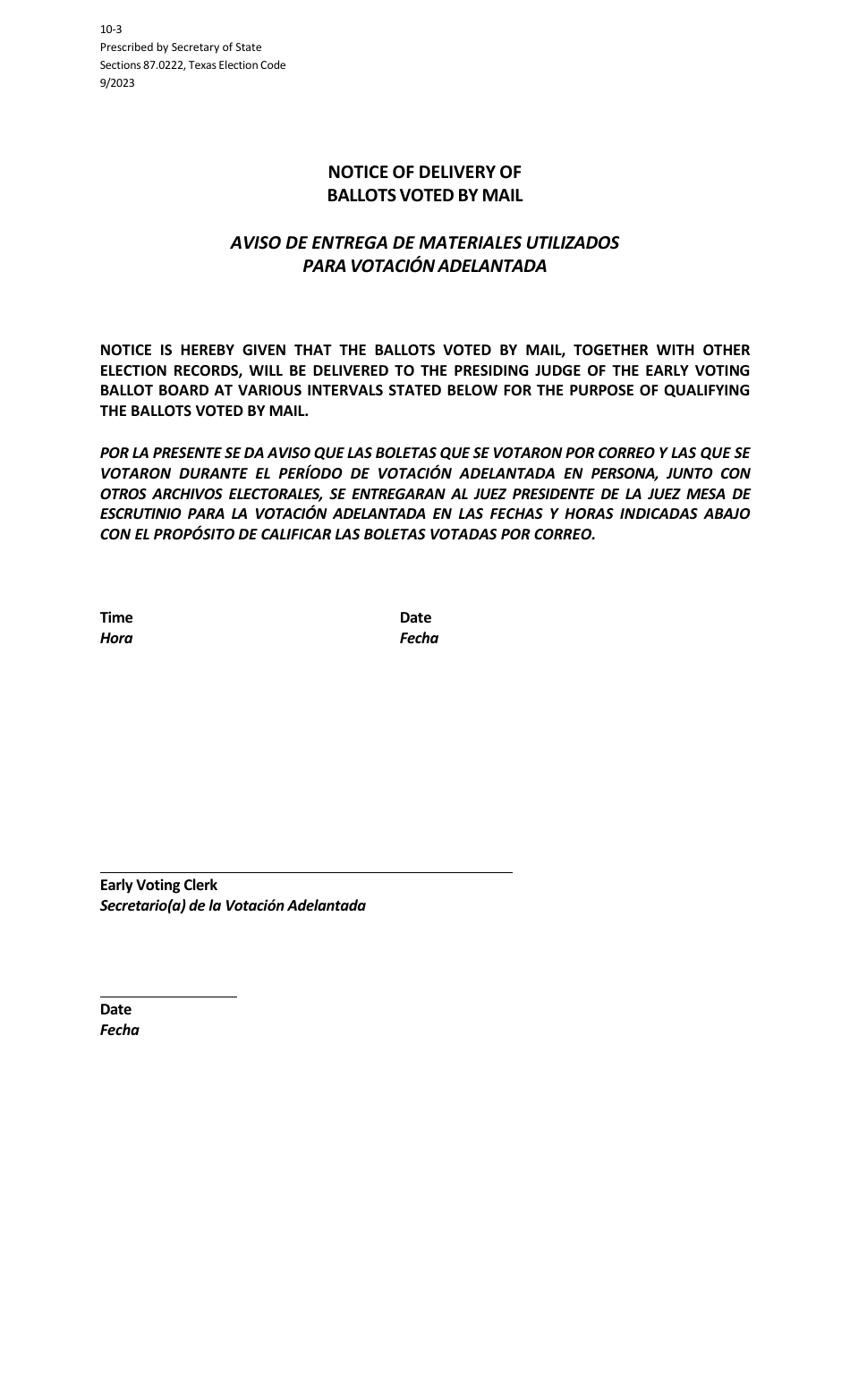 Form 10-3 - Fill Out, Sign Online and Download Printable PDF, Texas ...