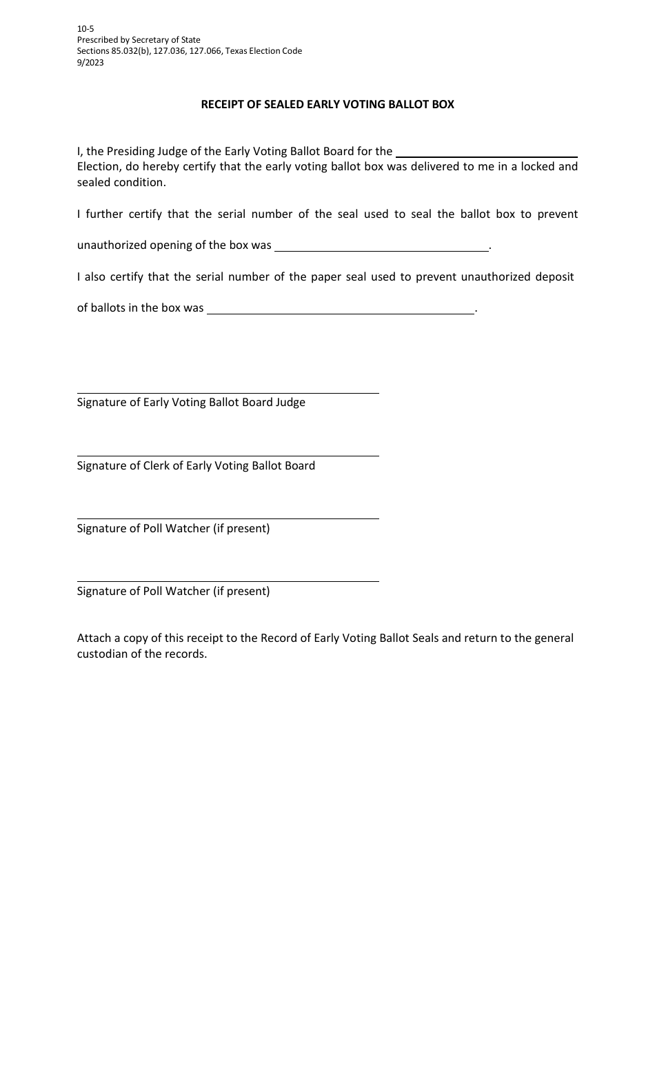 Form 10-5 - Fill Out, Sign Online and Download Printable PDF, Texas ...