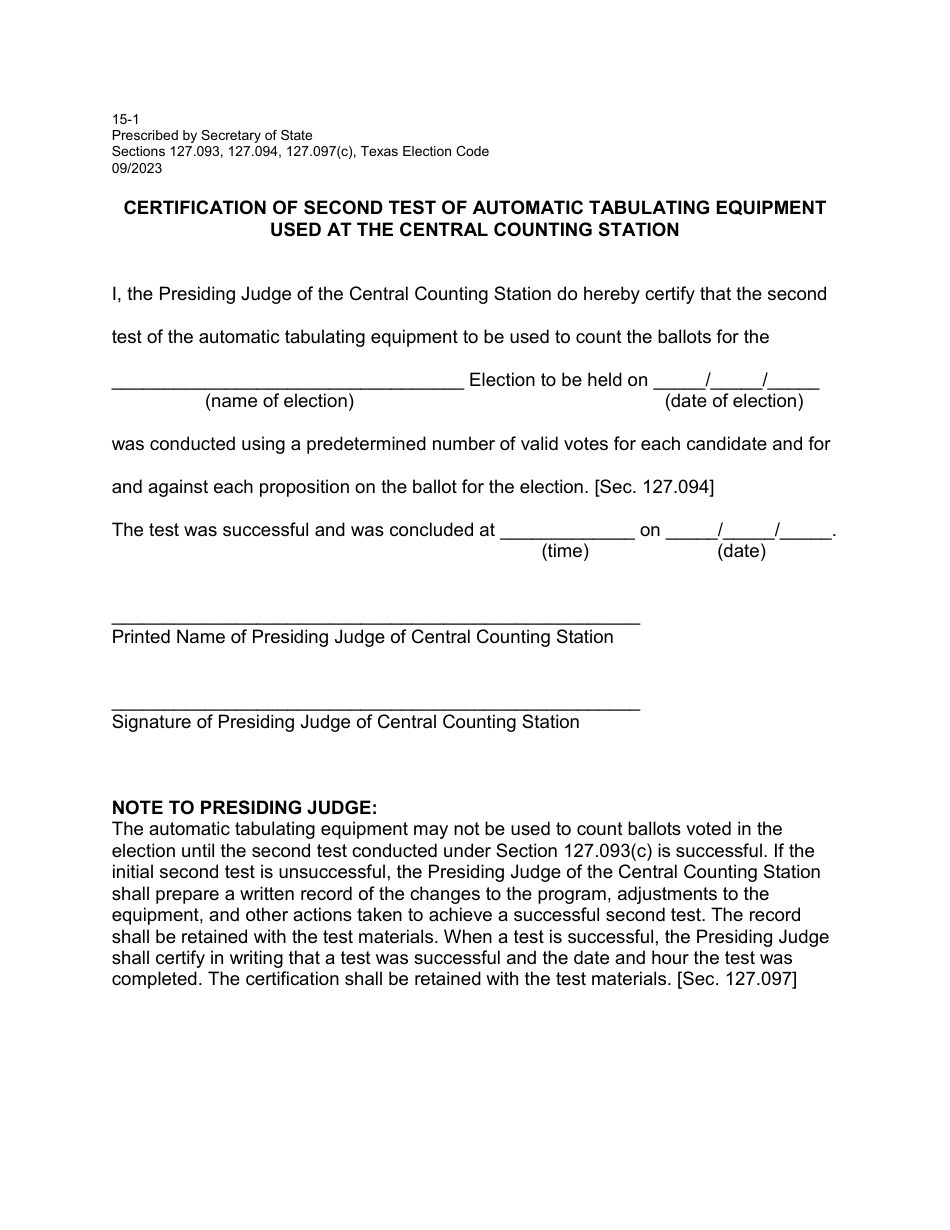 Form 15 1 Fill Out Sign Online And Download Printable Pdf Texas Templateroller