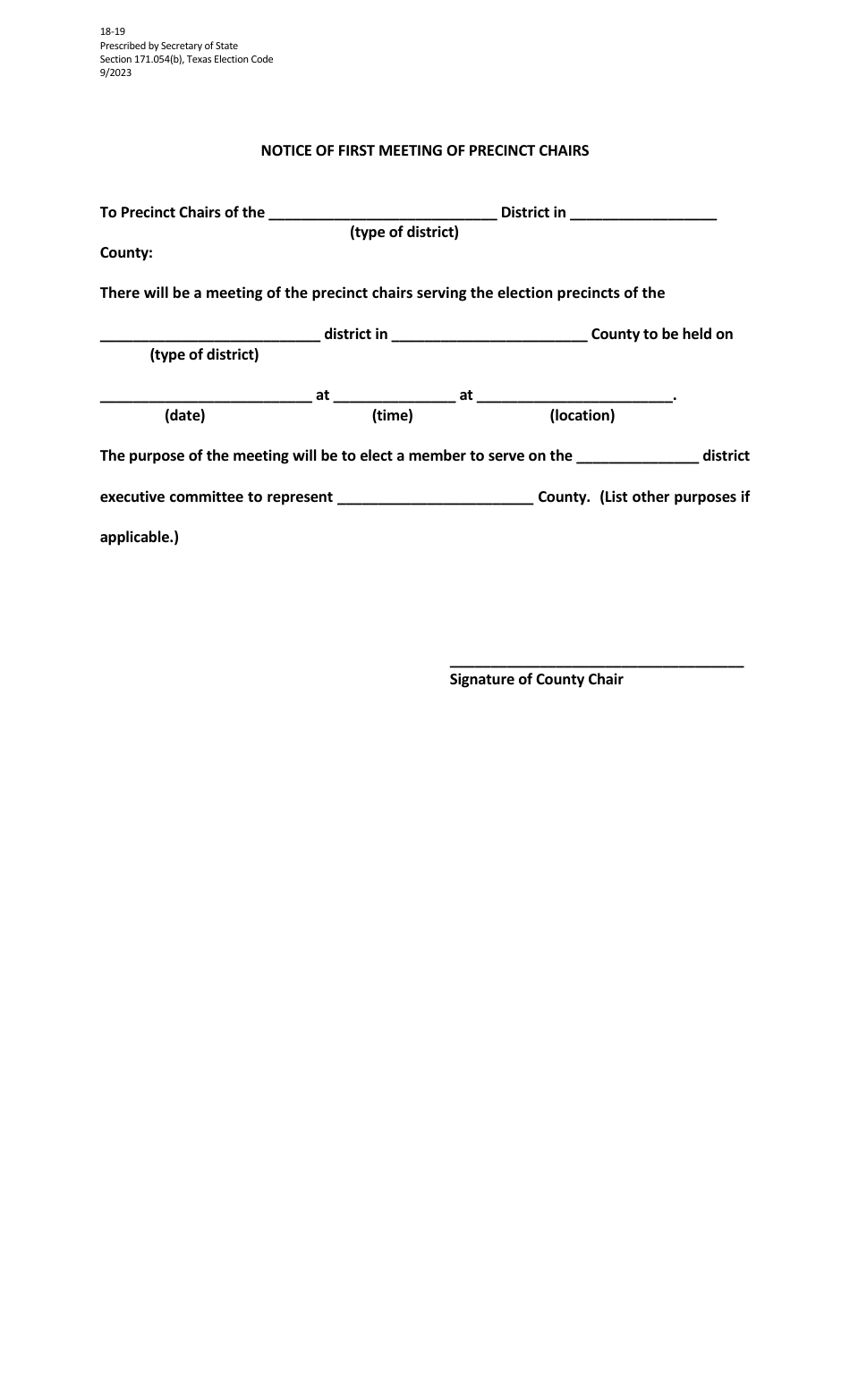 Form 18-19 - Fill Out, Sign Online and Download Printable PDF, Texas ...