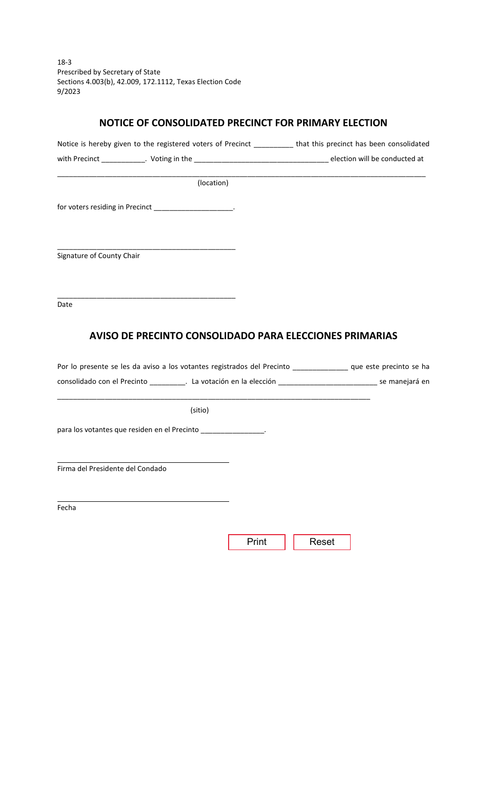 Form 18-3 - Fill Out, Sign Online and Download Fillable PDF, Texas ...