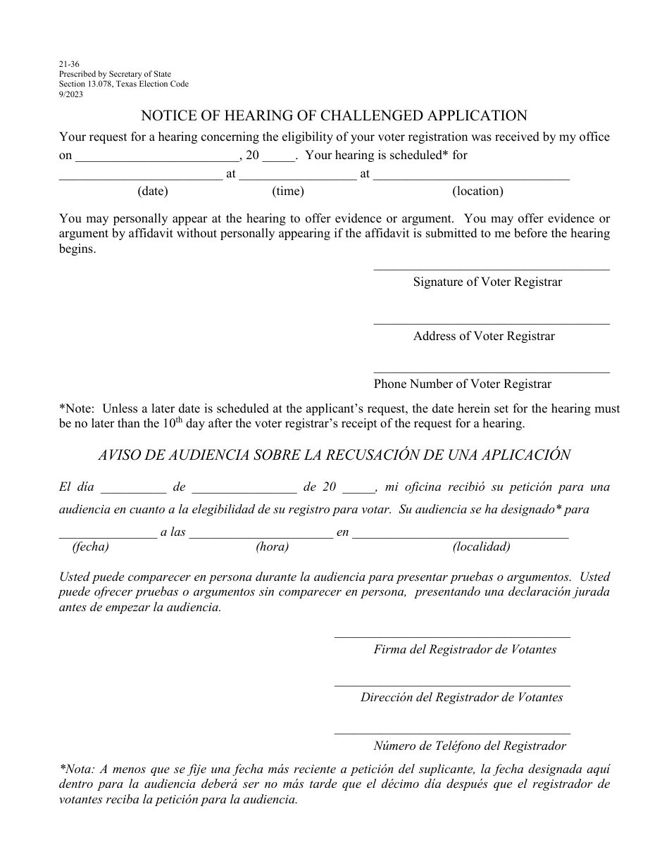 Form 21-36 - Fill Out, Sign Online and Download Printable PDF, Texas ...