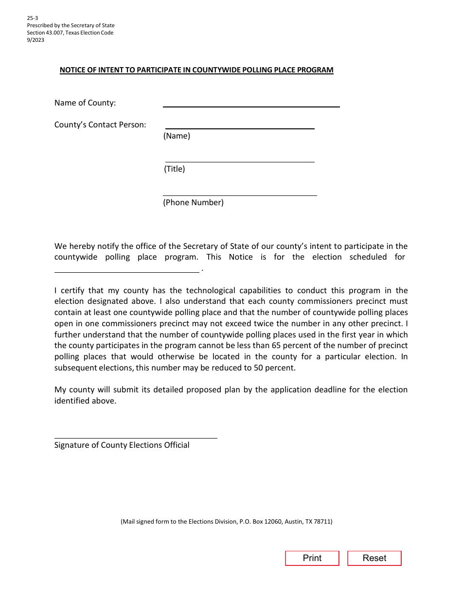 Form 25-3 - Fill Out, Sign Online and Download Fillable PDF, Texas ...